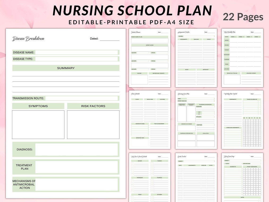 Nursing School Planner: Student Nurse Organizer (PDF) - Etsy