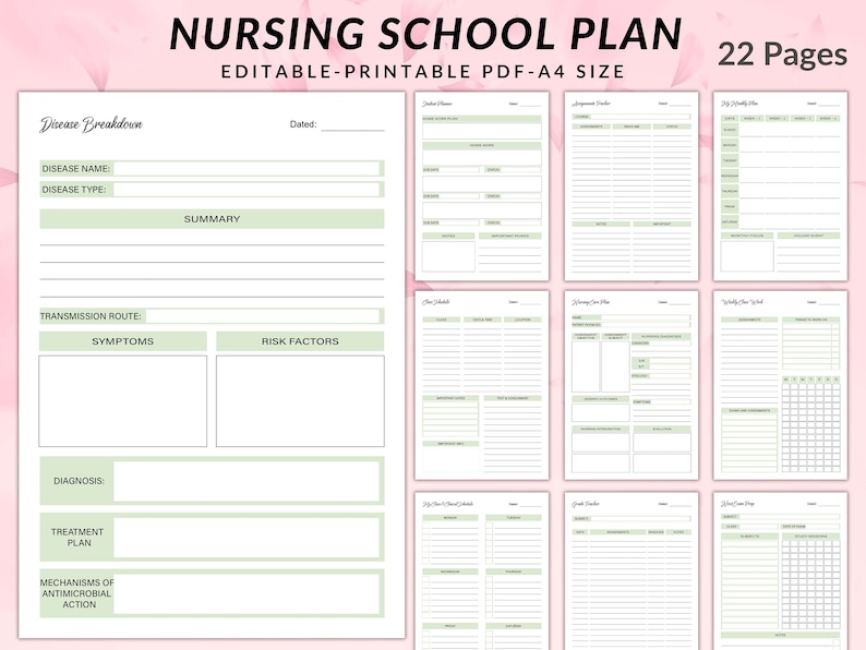 Nursing School Planner: Student Nurse Organizer (PDF) - Etsy