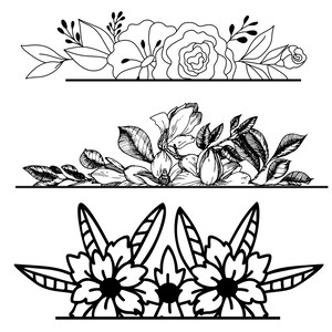 Floral Border SVG Bundle: Flower Bouquet Clipart (commercial Use) - Etsy