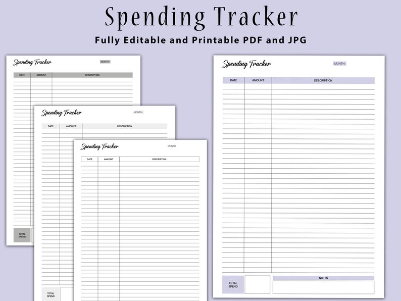 Spending Tracker Printable and Editable, Expense Tracker, Budget ...