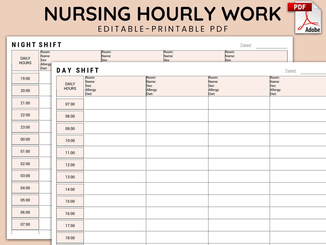 Editable Nurse Hourly To-do Planner Nursing Shift Planner Day or Night ... Editable Nurse Hourly To-do Planner Nursing Shift Planner Day or Night ...