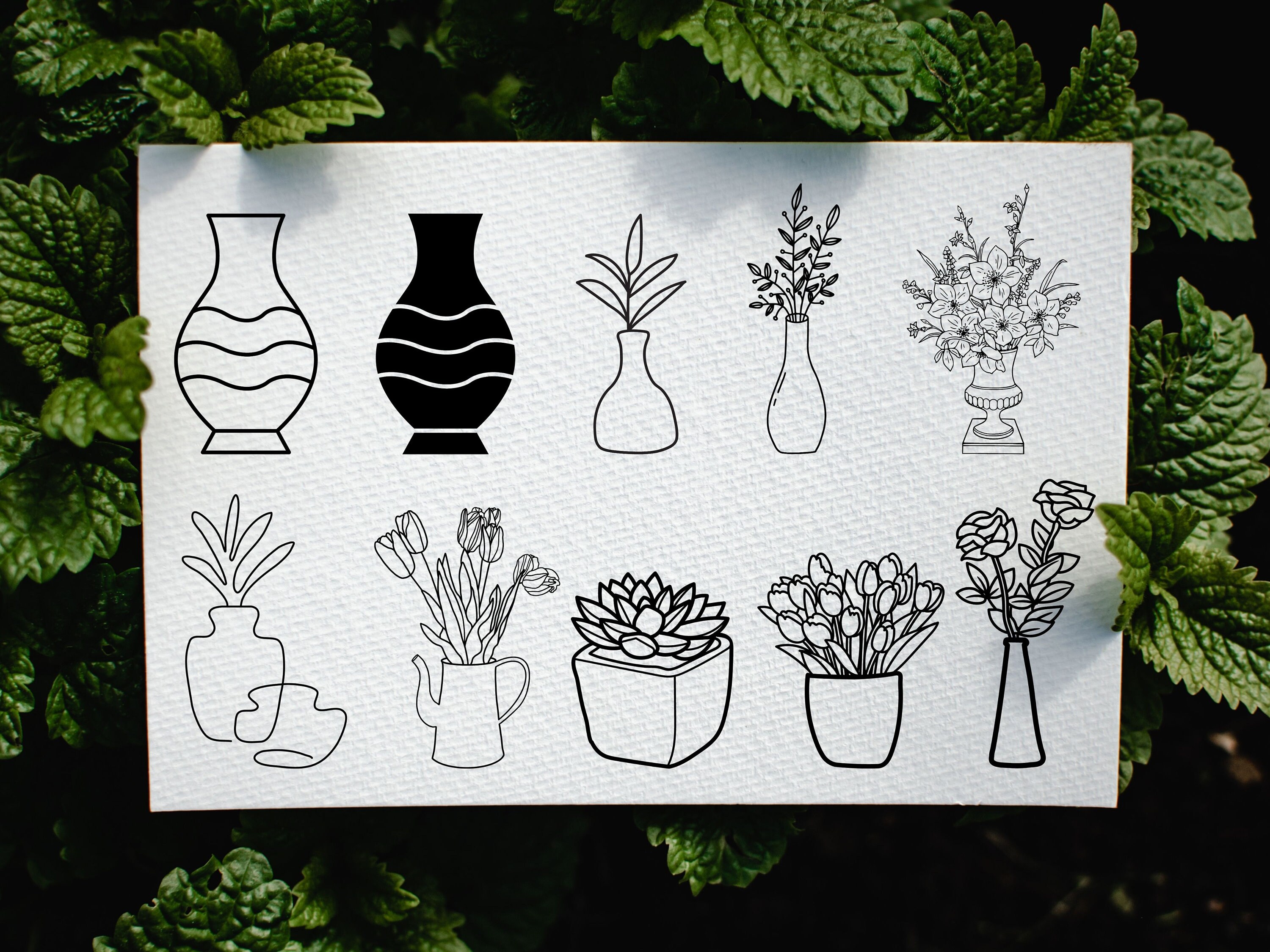 Flower Vase Svg Bundle, Flower Vase Svg, Flower Bouquet Svg, Vase Svg ...