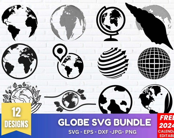 World Globe Svg, World Map Svg File for Cricut, World Globe Clipart ...