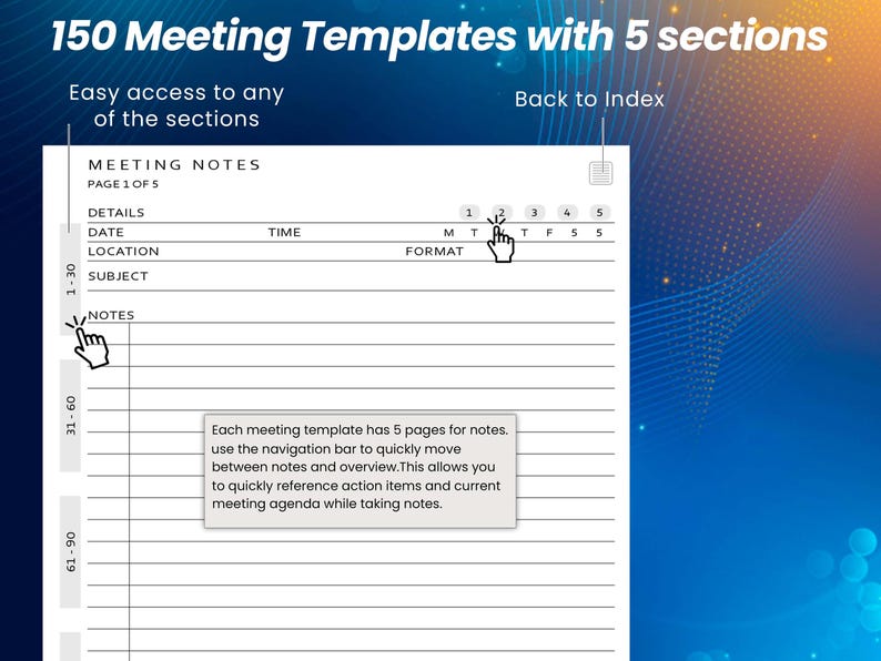 Remarkable 2 Meeting Notes Template: Hyperlinked PDF (digital Download ...