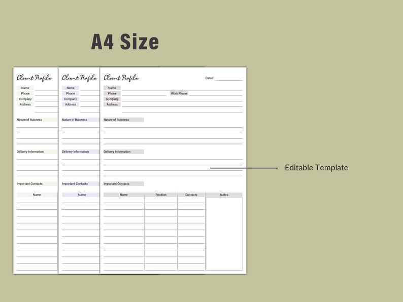 Client Profile Template: Client Information Form (A4 PDF) - Etsy