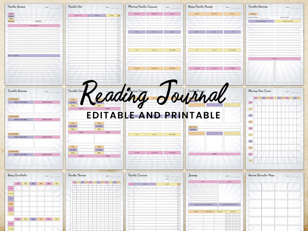 Reading Planner BUNDLE Printable, Reading Journal Printable, Reading ...