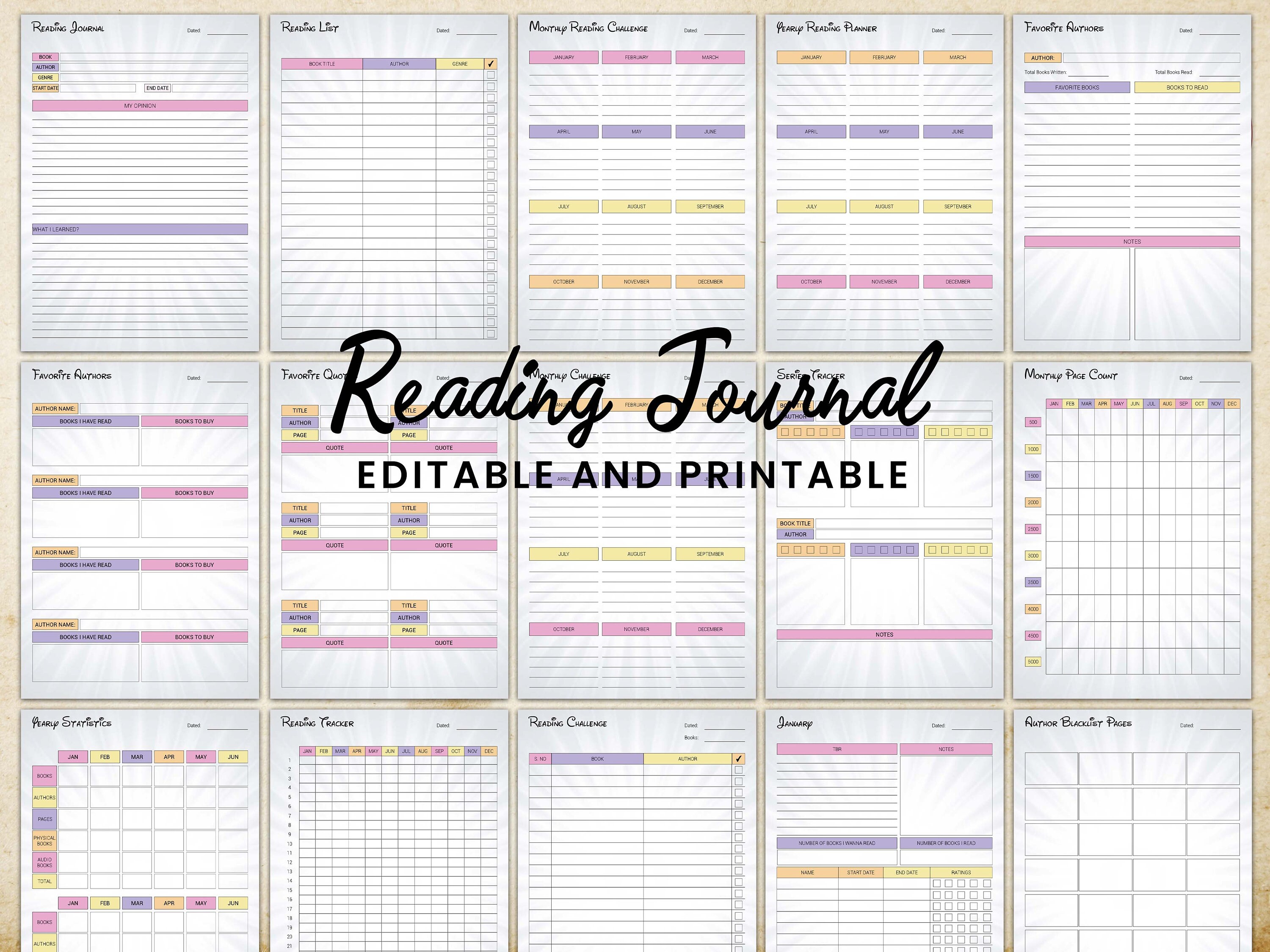 Reading Planner BUNDLE Printable, Reading Journal Printable, Reading ...