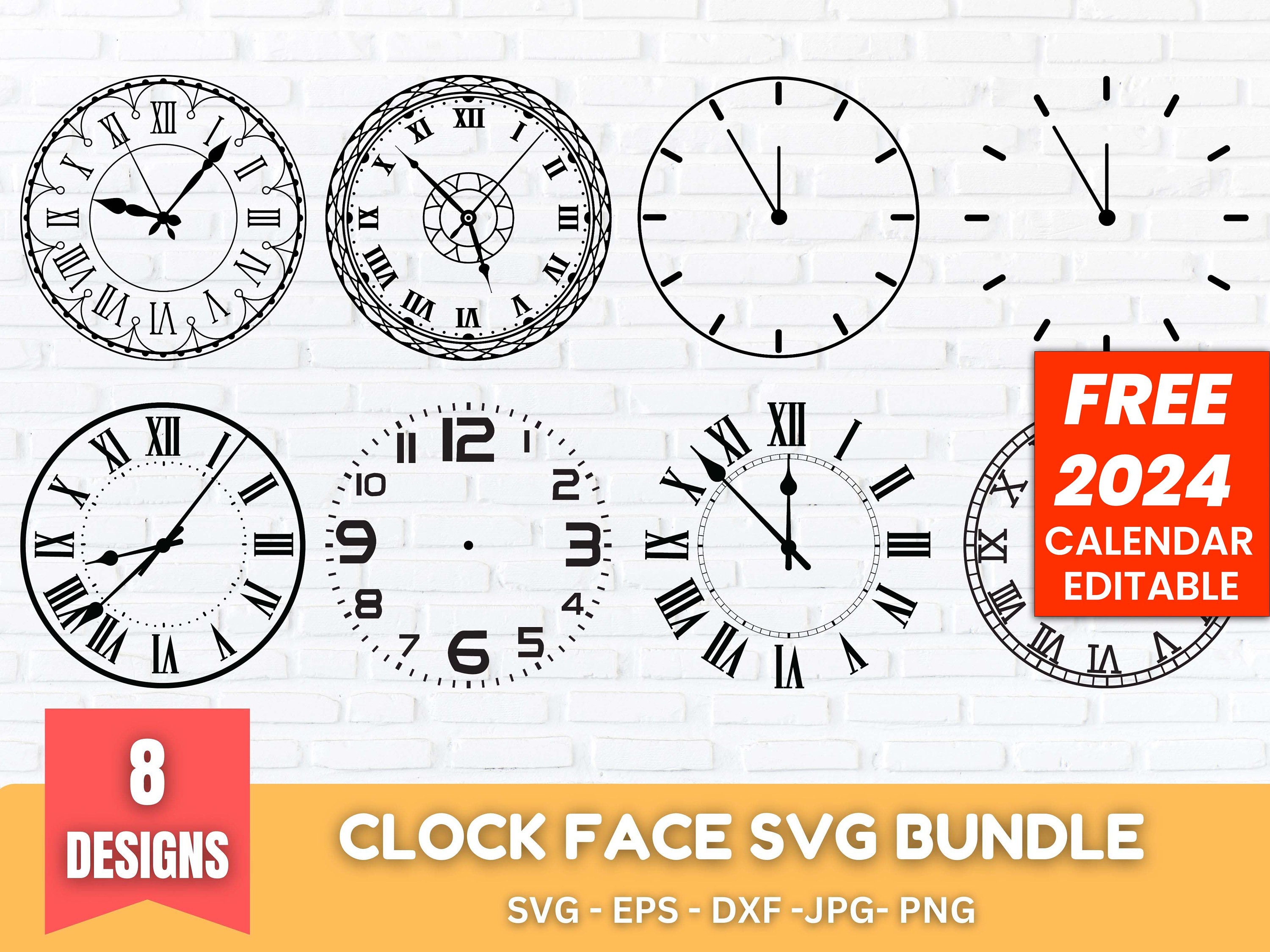 Clock Face SVG Bundle: Roman Numeral & Number Clipart (digital Download ...