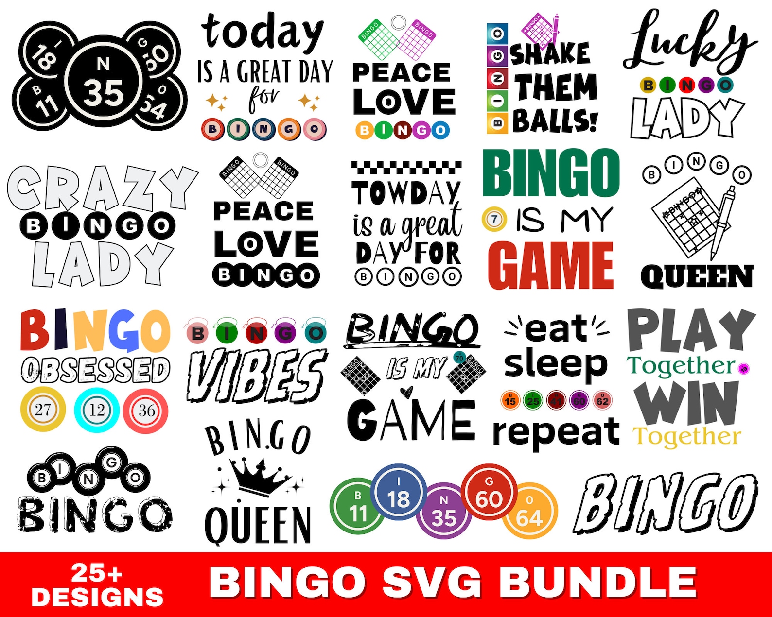 Bingo SVG Bundle, Bingo SVG, Bingo Player SVG, Bingo Lady Svg, Bingo ...