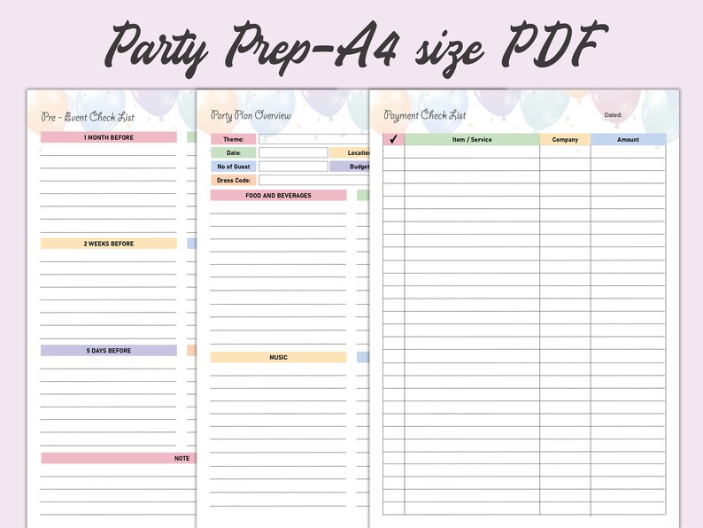 Birthday Party Planner Printable And Editable Party Planning Checklist