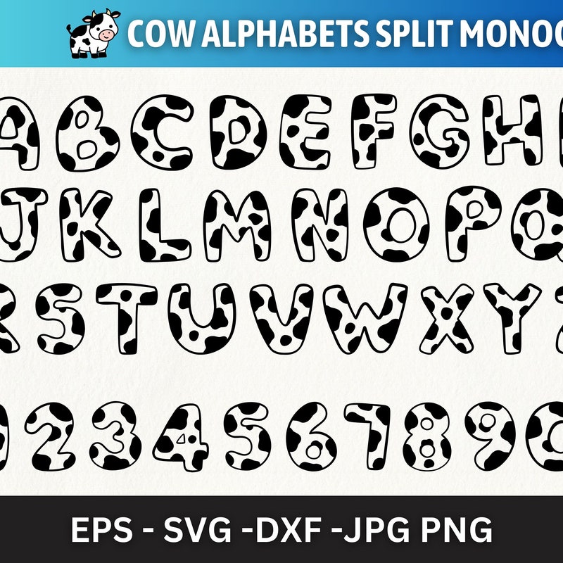 Cow Print Font - Etsy
