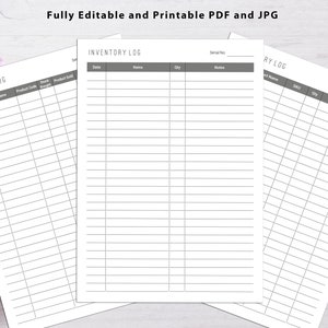 Editable Inventory Log, Inventory Tracker, Product Inventory, Inventory ...