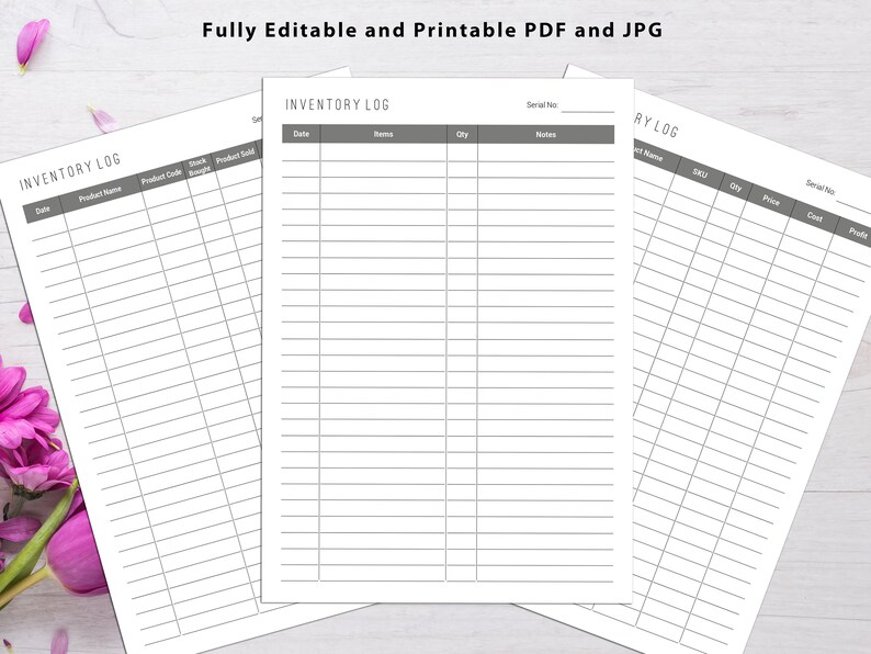 Editable Inventory Log, Inventory Tracker, Product Inventory, Inventory ...