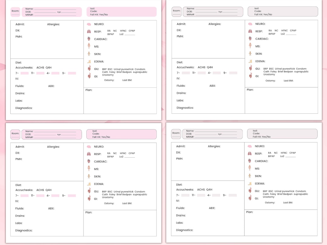 Printable Nurse Shift Report Template: Med Surg Patient Handoff (PDF ...