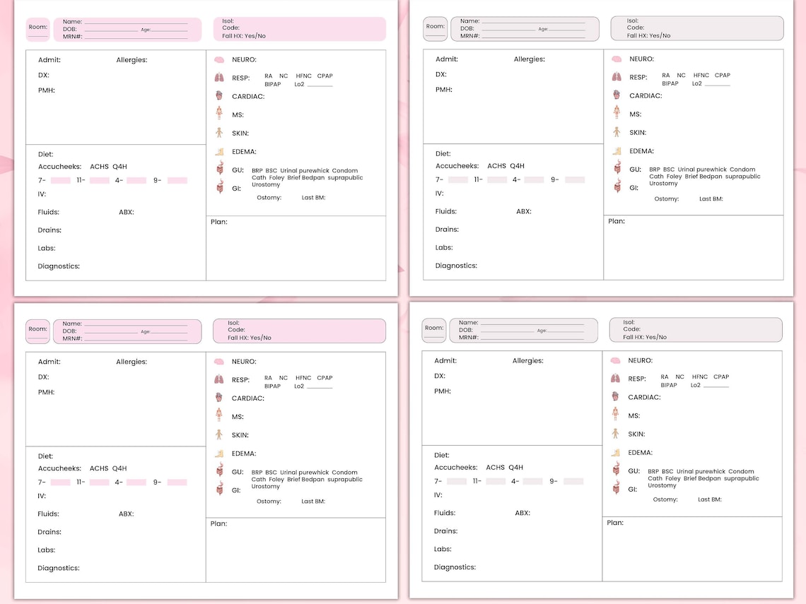 Printable Nurse Shift Report Template: Med Surg Patient Handoff (PDF ...