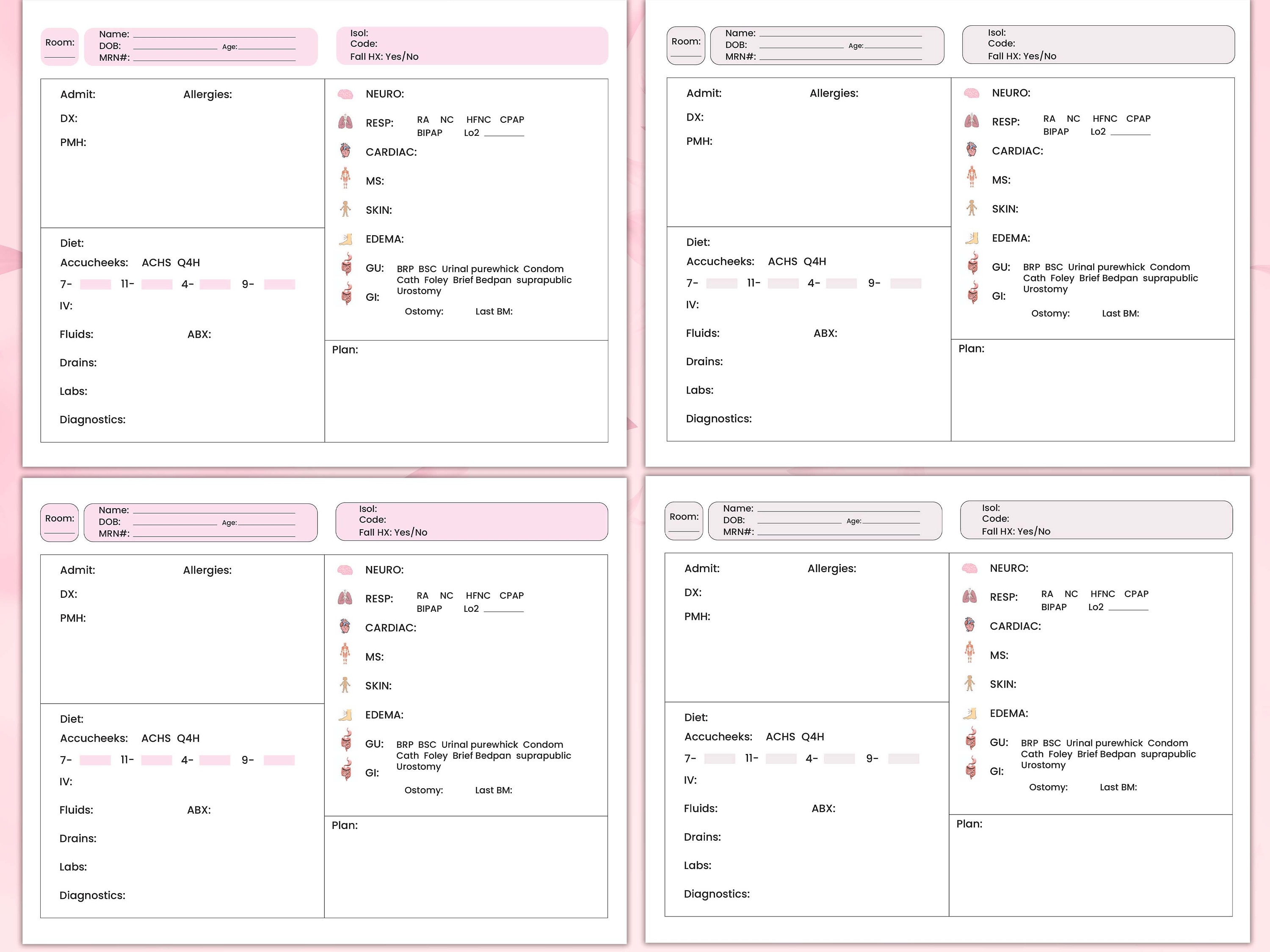 Printable Nurse Shift Report Template: Med Surg Patient Handoff (PDF ...