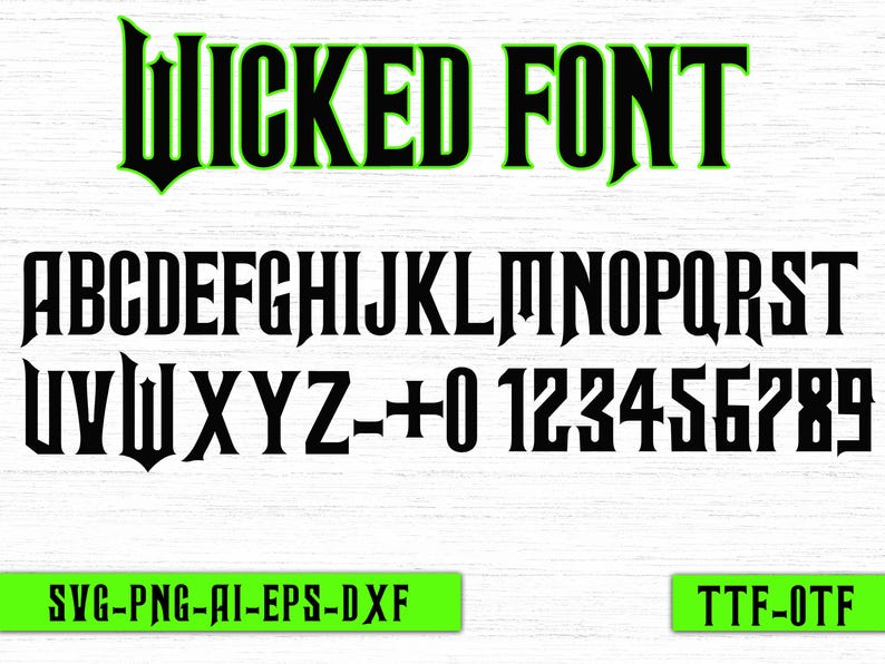 Wicked Alphabets and Font SVG Png Eps, Spooky Alphabet & Numbers, Wicked Font Commercial (OTF ...