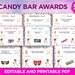 50 Baseball Candy Bar Award Certificates: Team Awards (printable PDF ...