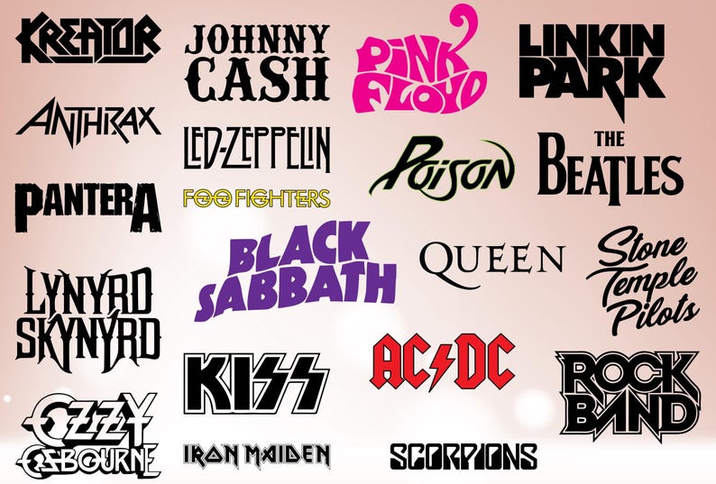 Band Logo PNG Bundle, Music Bands Logo Vectors, Classic Logos, Band Art ...