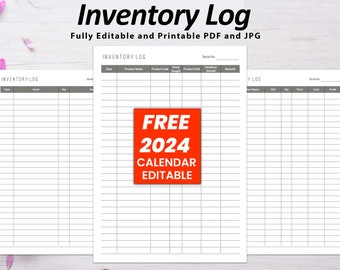 Editable Inventory Log Inventory Tracker Product Inventory Tracker ...