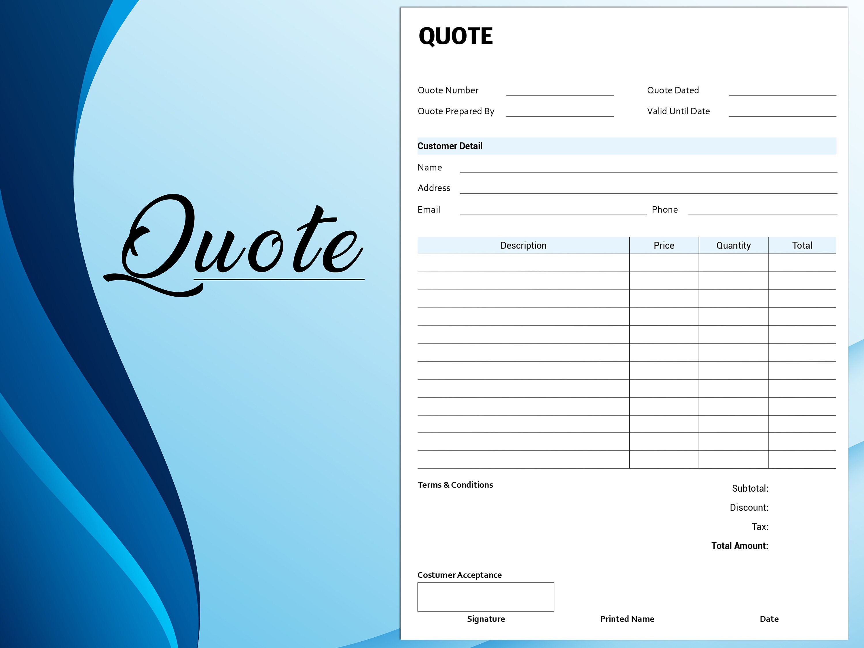 Quote Template, Quotation Template, Price Quote Template, Proposal ...