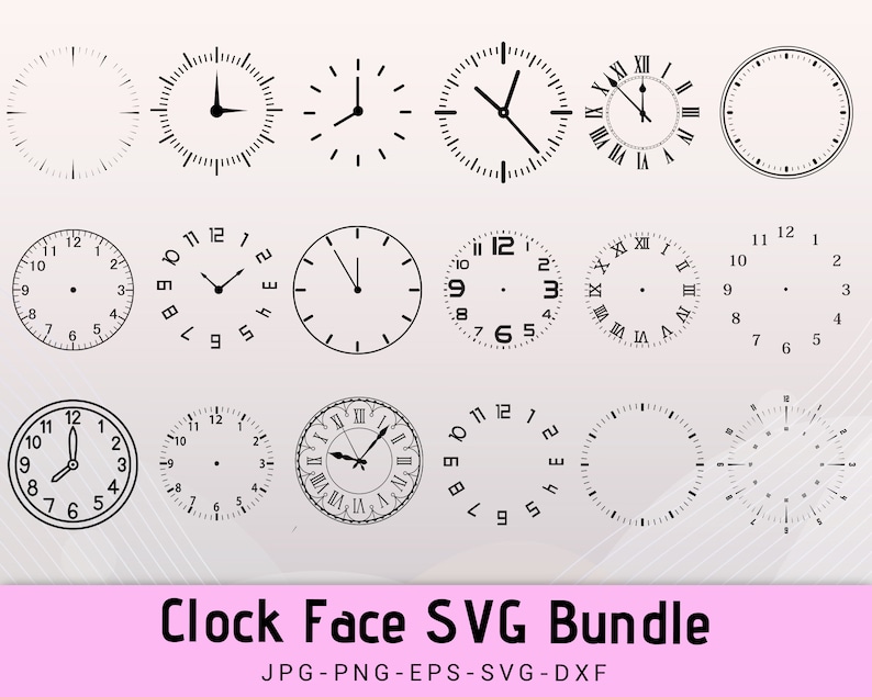 Clock Face SVG Bundle, Clock Svg, Clock Face Clipart Bundle Cut Files ...