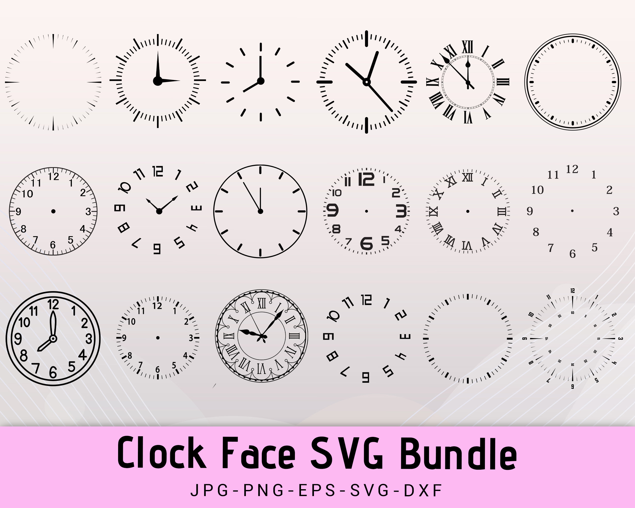 Clock Face SVG Bundle, Clock Svg, Clock Face Clipart Bundle Cut Files ...