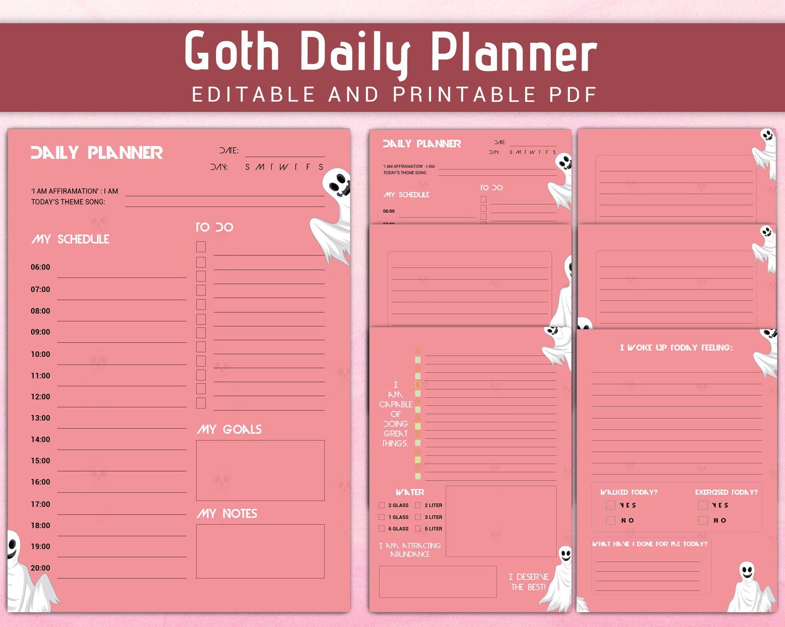 Goth Daily Planner, Dark Daily Organizer, Alternative Planner, Gothic ...