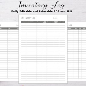 Editable Inventory Log: Printable Inventory Tracker (PDF & JPG) - Etsy