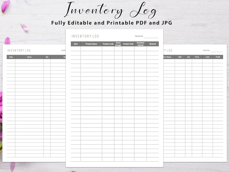 Editable Inventory Log, Inventory Tracker, Product Inventory, Inventory ...