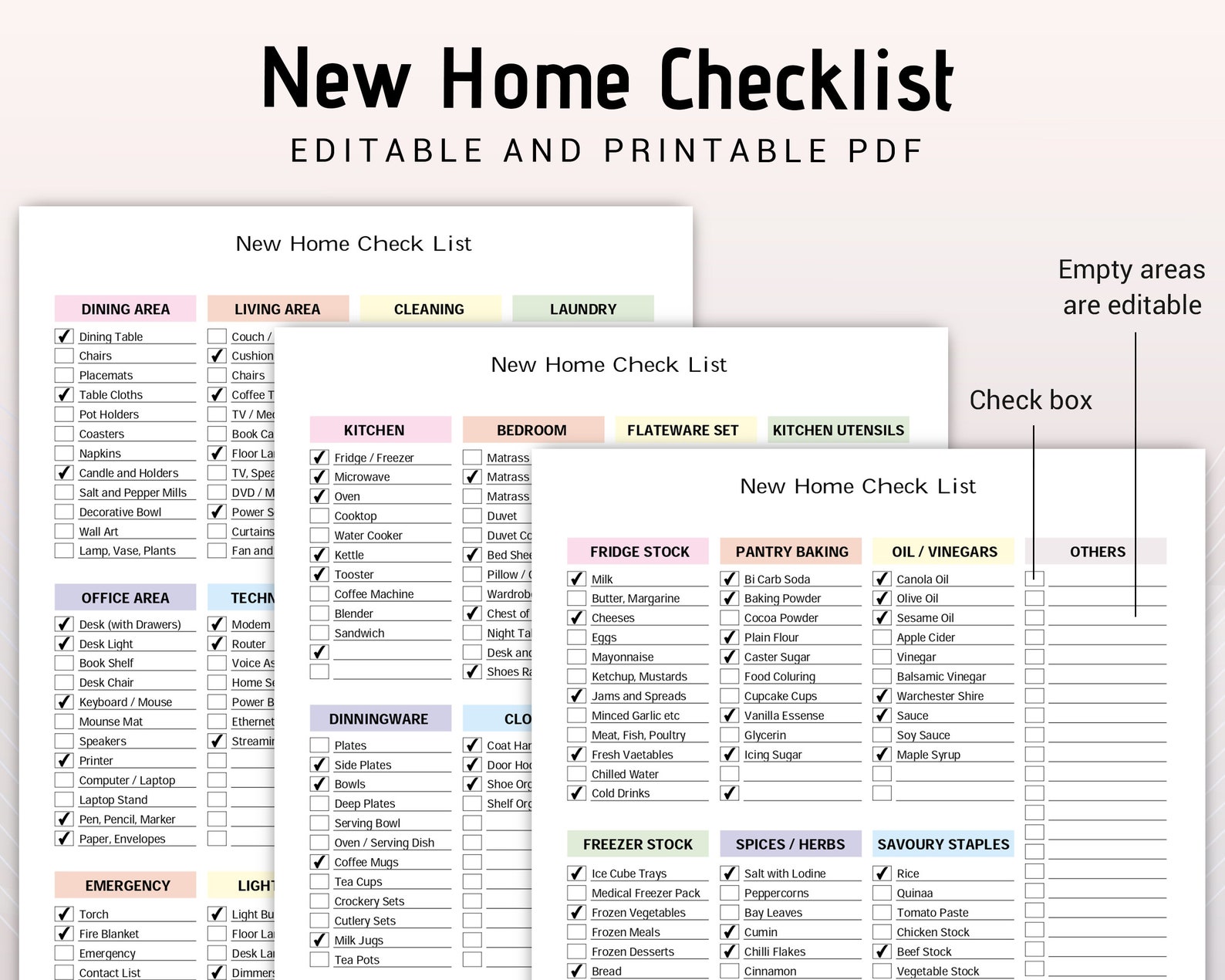 New Home Essentials Checklist Editable Bundle, New Home Checklist ...