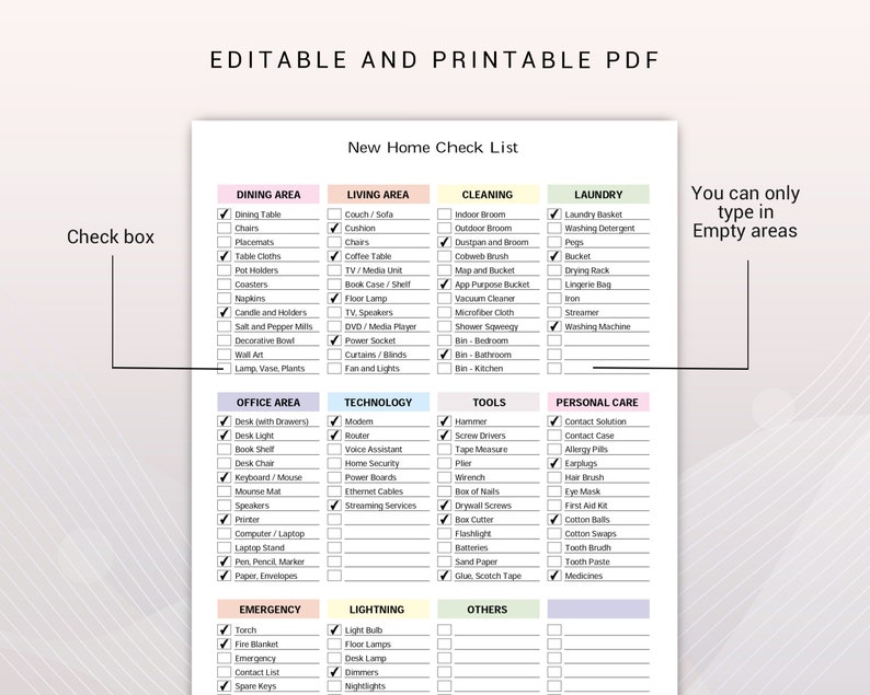 New Home Essentials Checklist: Editable Moving Planner (PDF) - Etsy