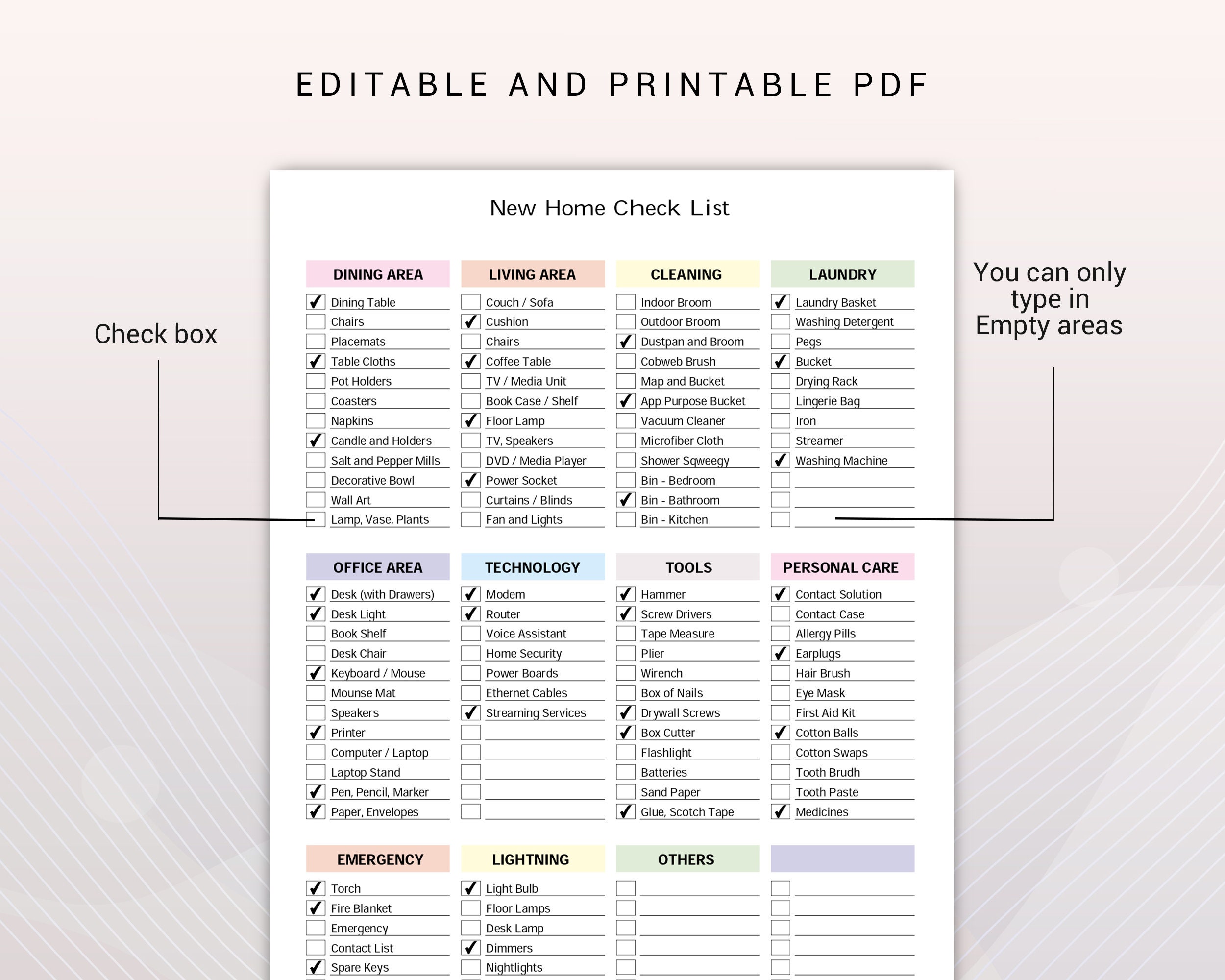 New Home Essentials Checklist Editable Bundle, New Home Checklist ...