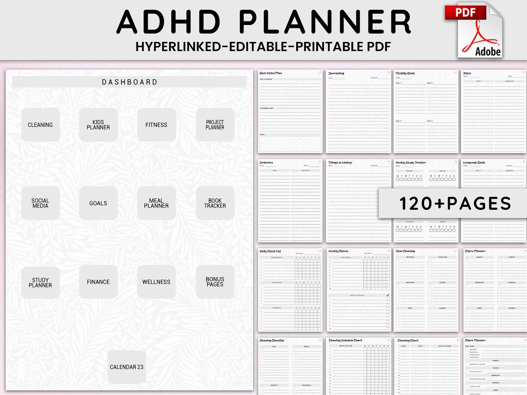 ADHD Planner Adult, ADHD Planner Bundle, Attention Deficit ...