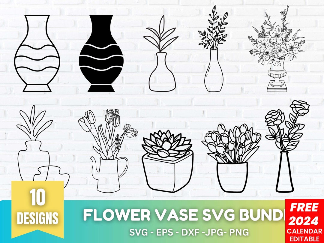 Flower Vase Svg Bundle, Flower Vase Svg, Flower Bouquet Svg, Vase Svg ...