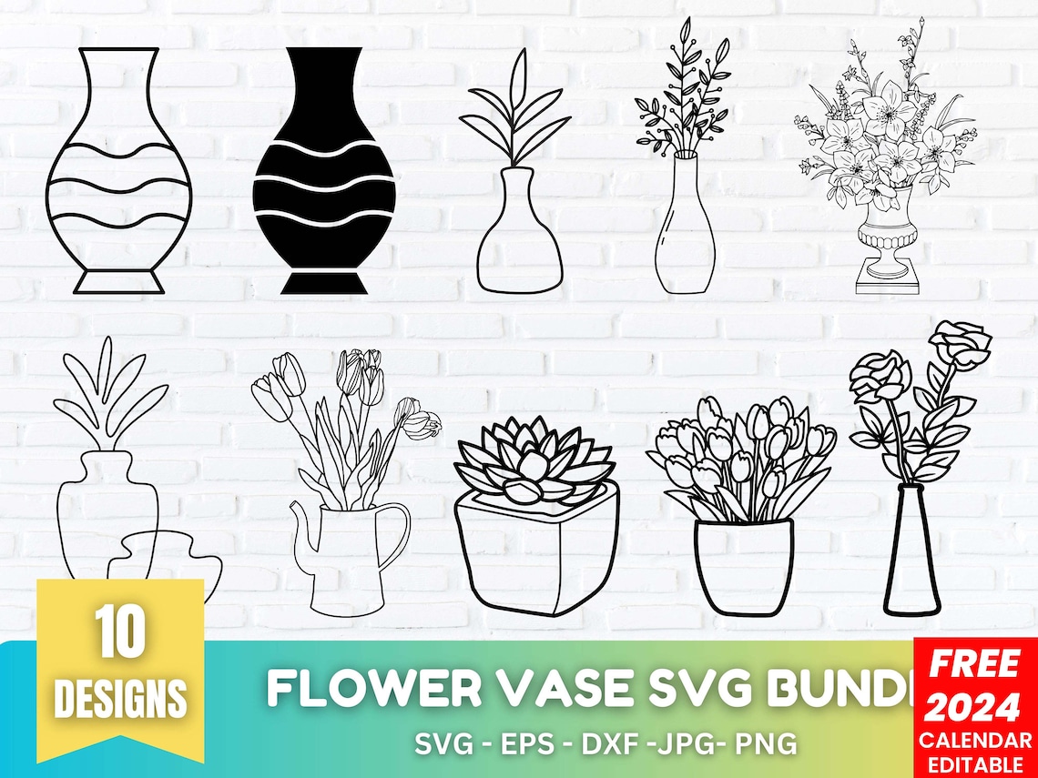 Flower Vase Svg Bundle, Flower Vase Svg, Flower Bouquet Svg, Vase Svg ...