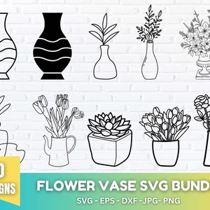 Flower Vase Svg Bundle, Flower Vase Svg, Flower Bouquet Svg, Vase Svg ...
