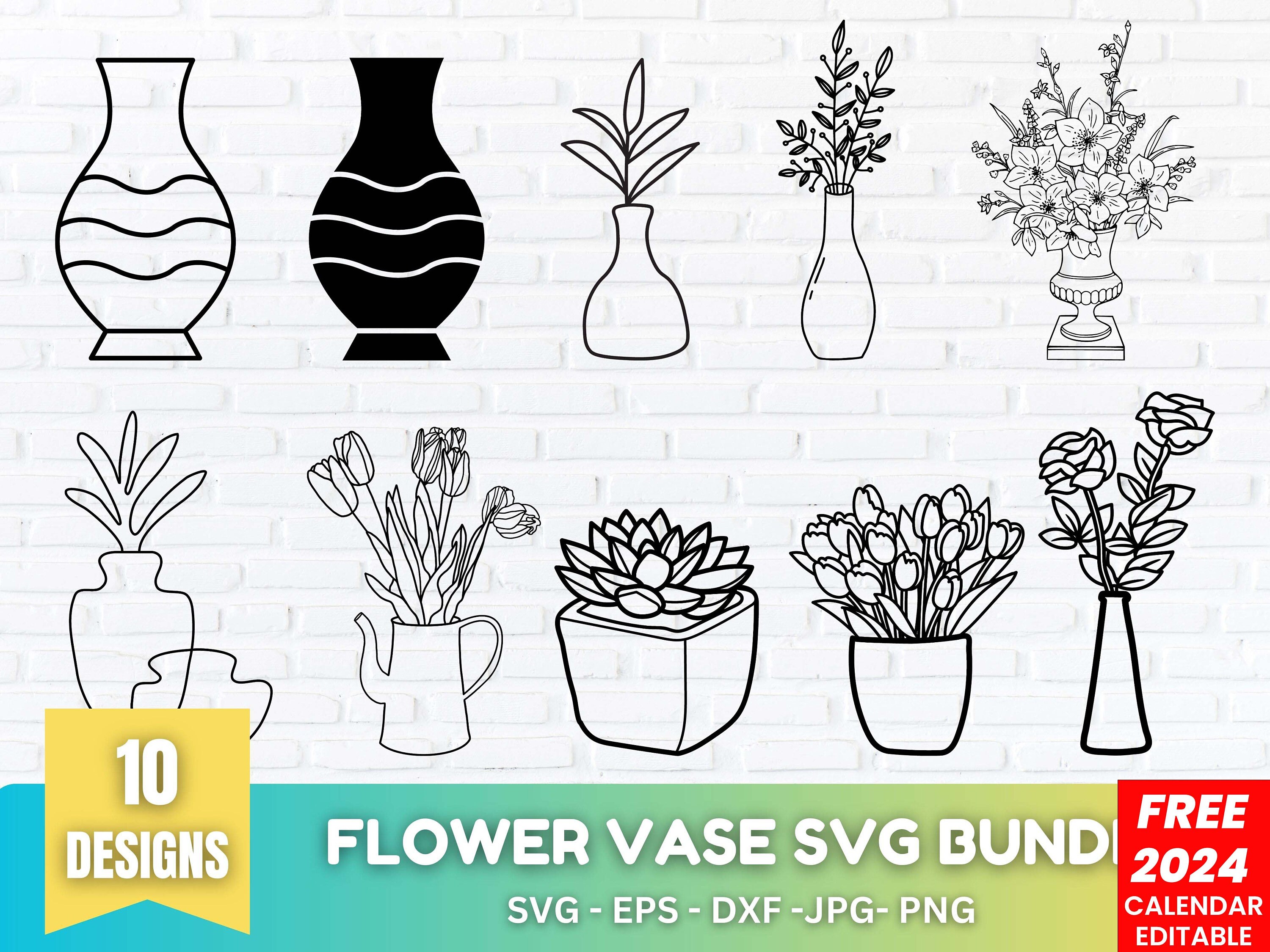 Flower Vase Svg Bundle, Flower Vase Svg, Flower Bouquet Svg, Vase Svg ...