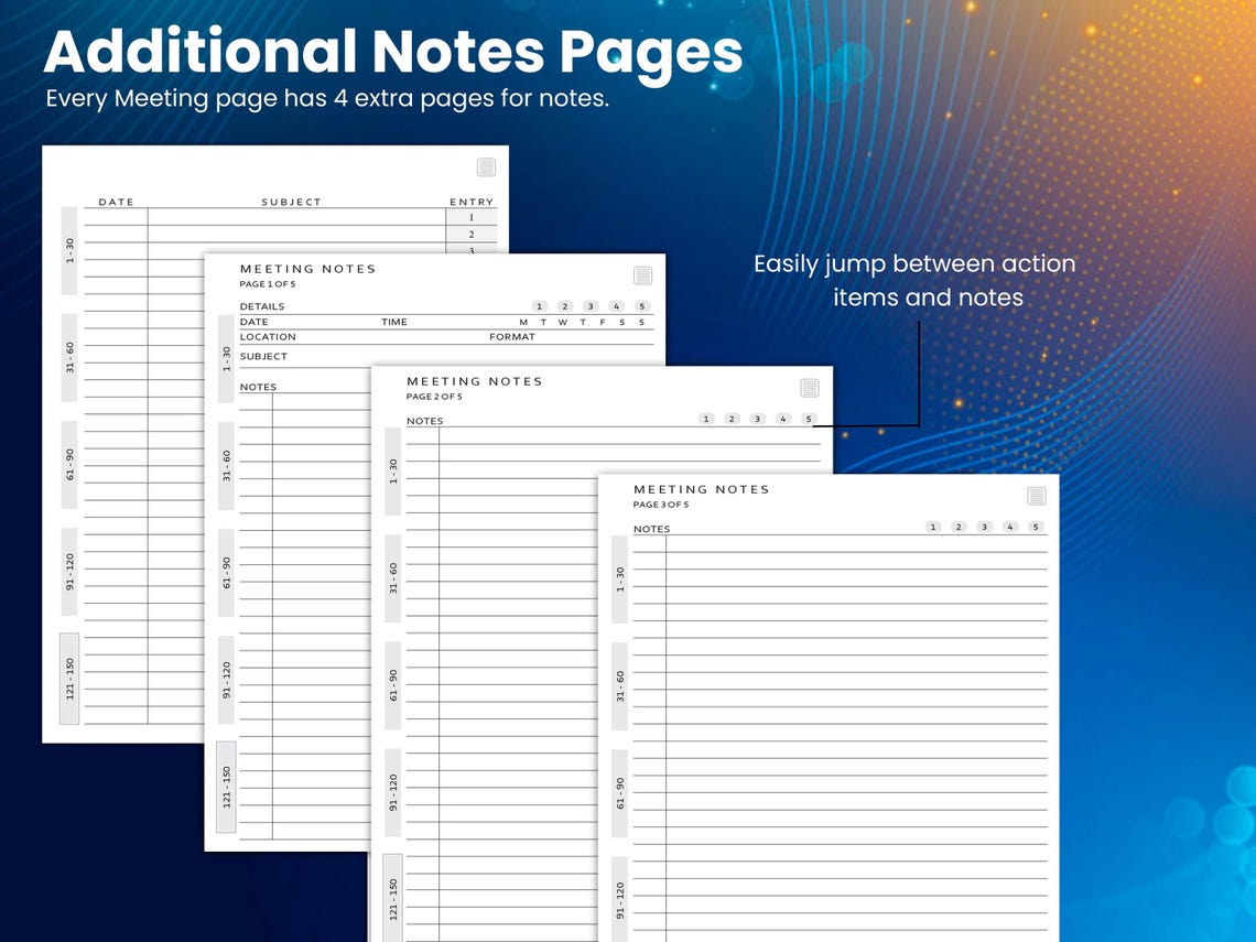 Remarkable 2 Meeting Notes Template: Hyperlinked PDF (digital Download ...