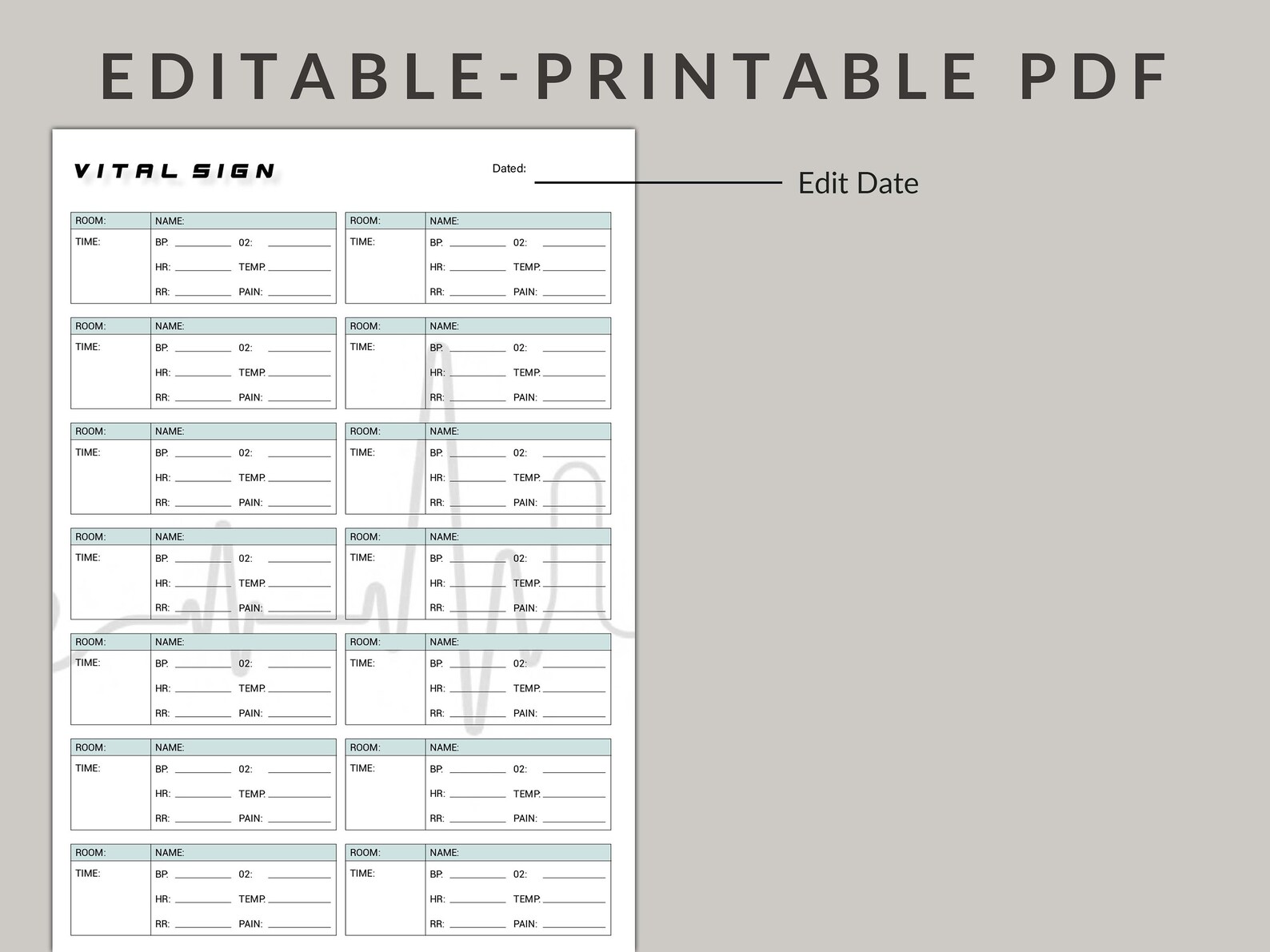 Comprehensive Vital Signs Tracker, Monitoring Vital Signs, Printable ...