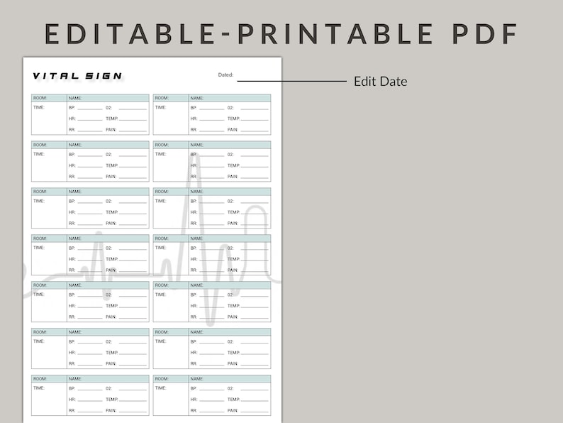 Comprehensive Vital Signs Tracker, Monitoring Vital Signs, Printable ...