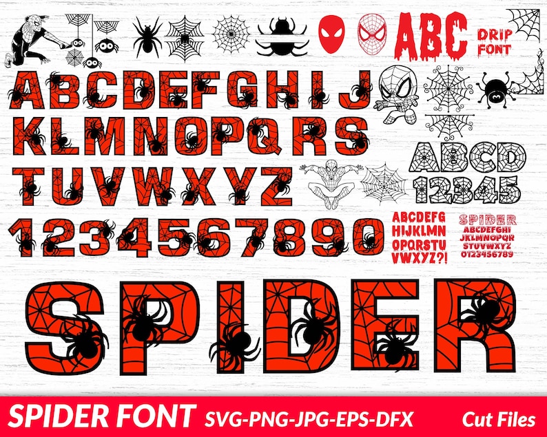 70 Spider Font SVG Bundle Spider Alphabet SVG Spider Font Spider Web ...