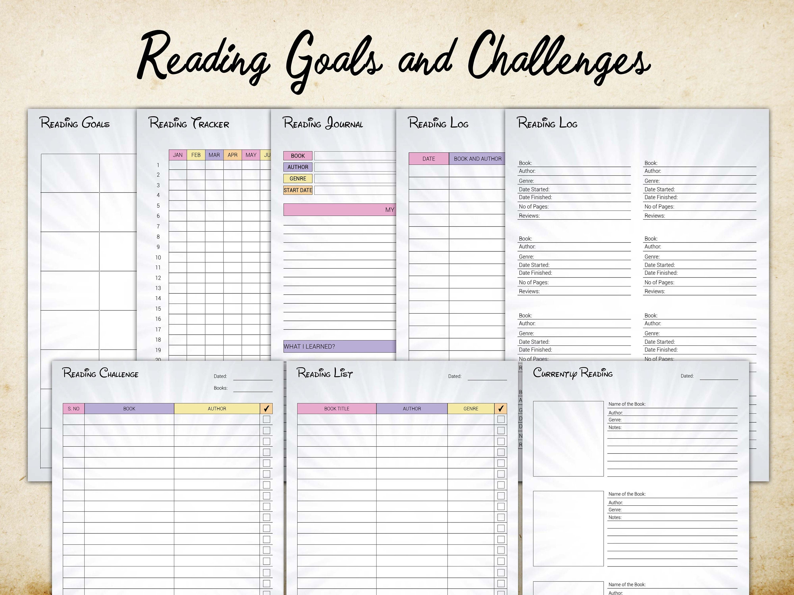 Reading Planner BUNDLE Printable, Reading Journal Printable, Reading ...