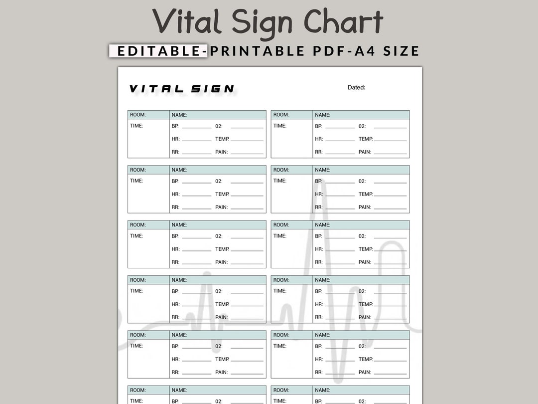 Comprehensive Vital Signs Tracker, Monitoring Vital Signs, Printable ...