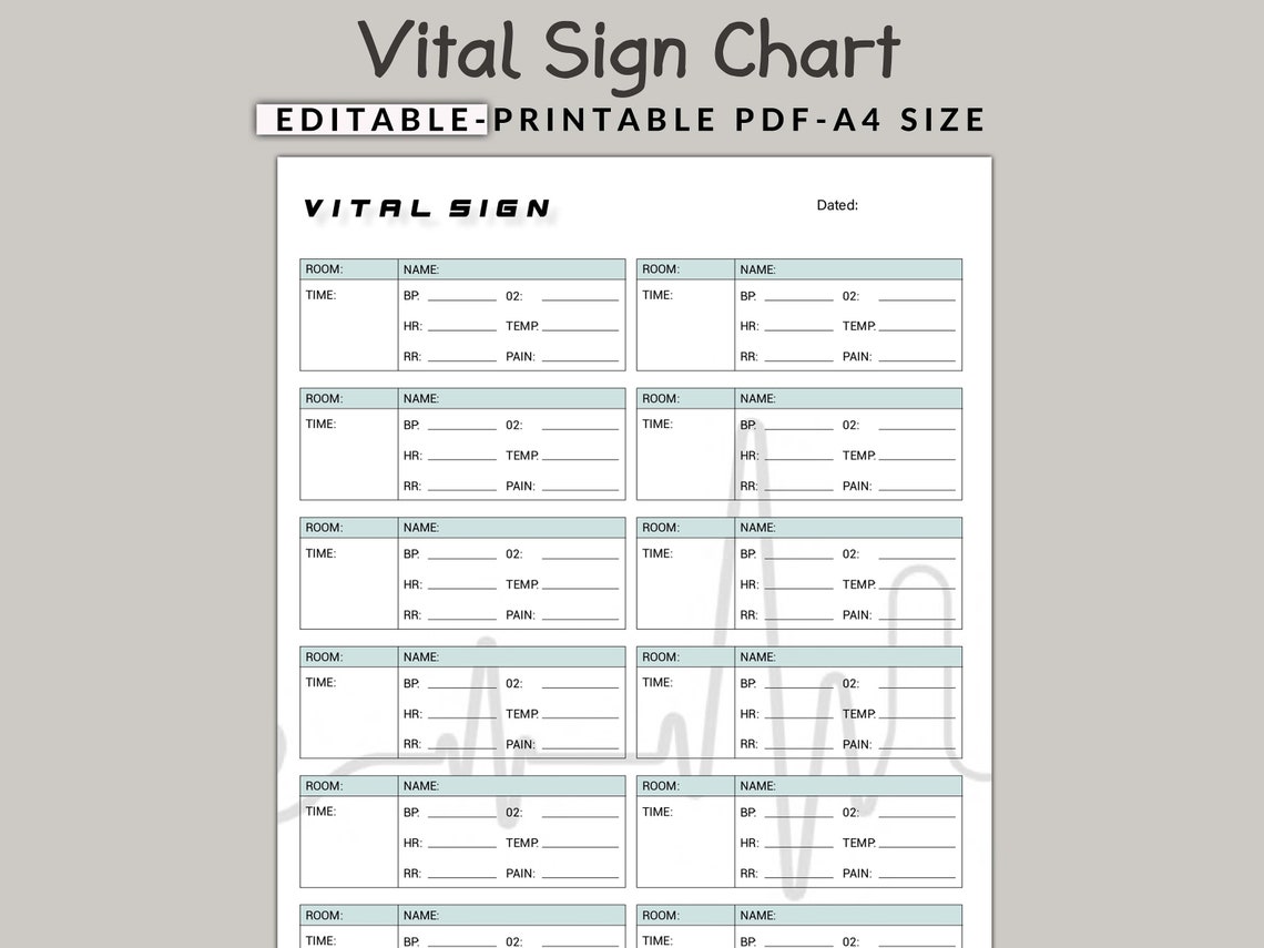Comprehensive Vital Signs Tracker, Monitoring Vital Signs, Printable ...