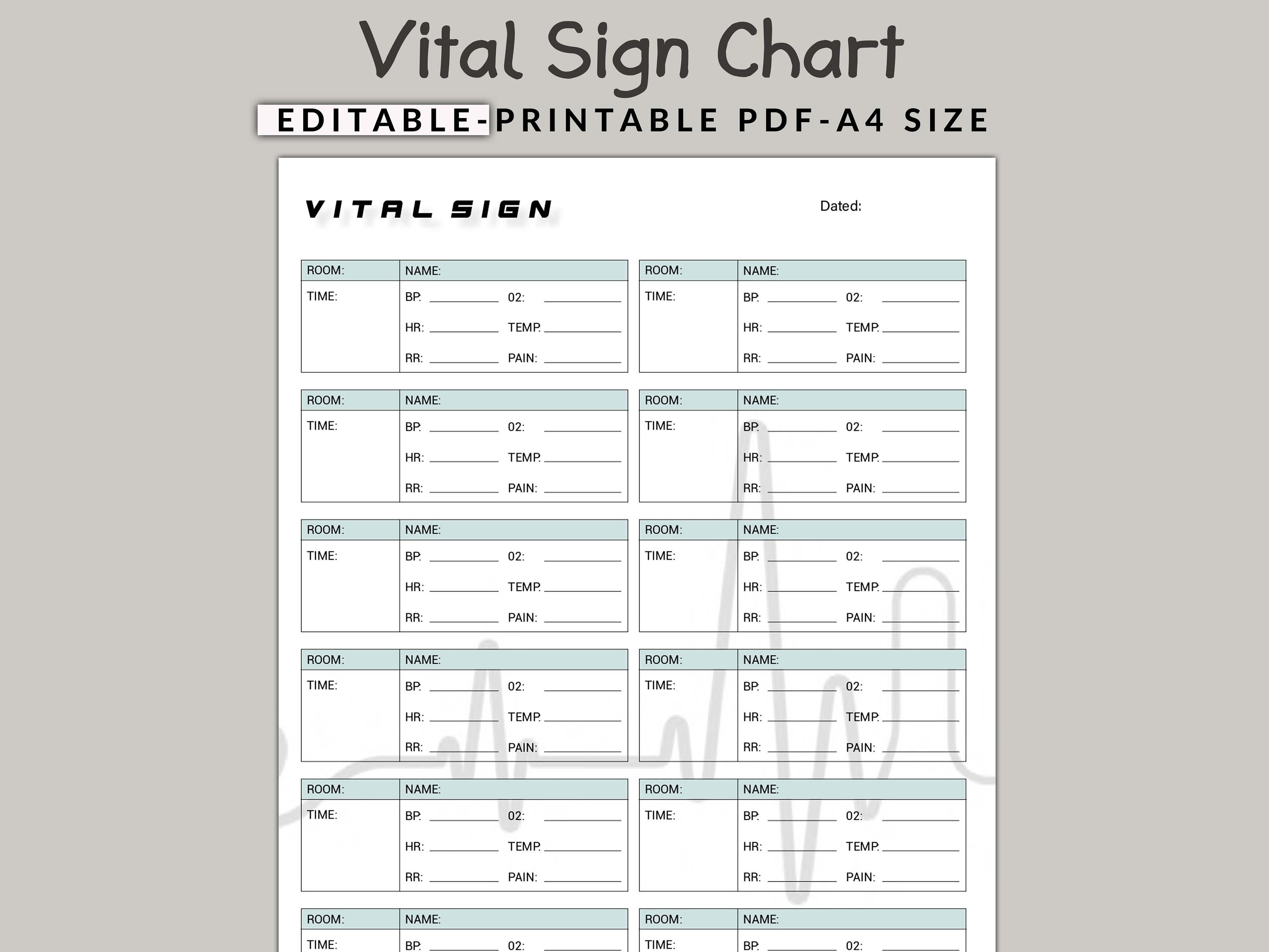 Comprehensive Vital Signs Tracker, Monitoring Vital Signs, Printable ...