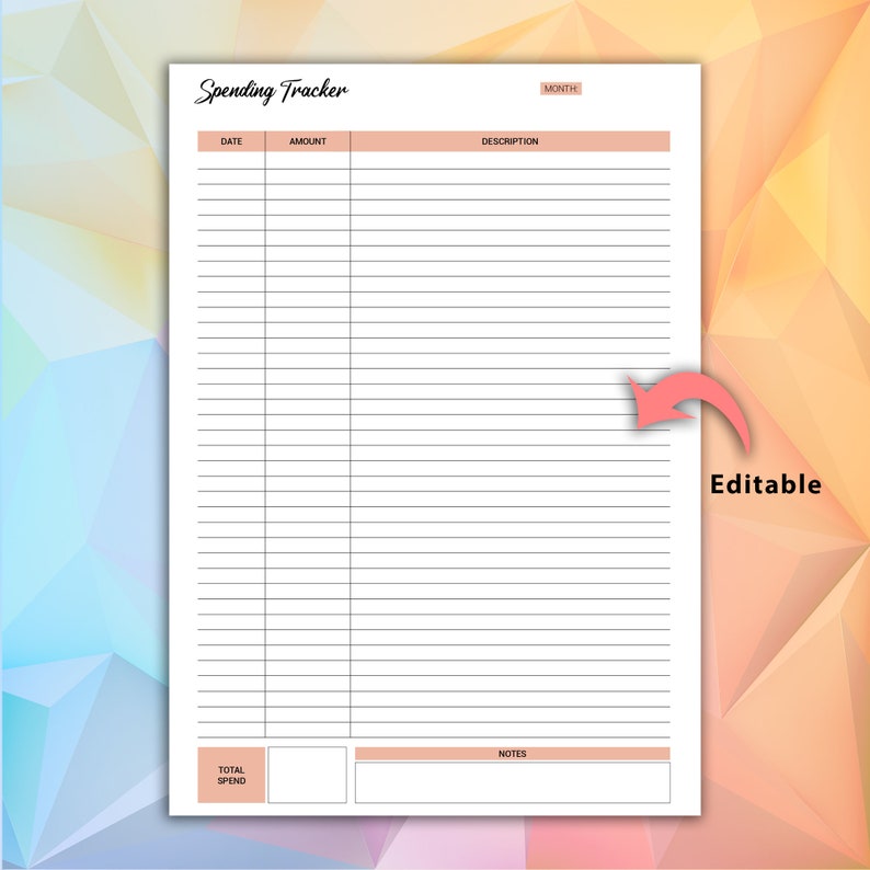 Spending Tracker, Expense Tracker Template, Personal Finance Tracker ...