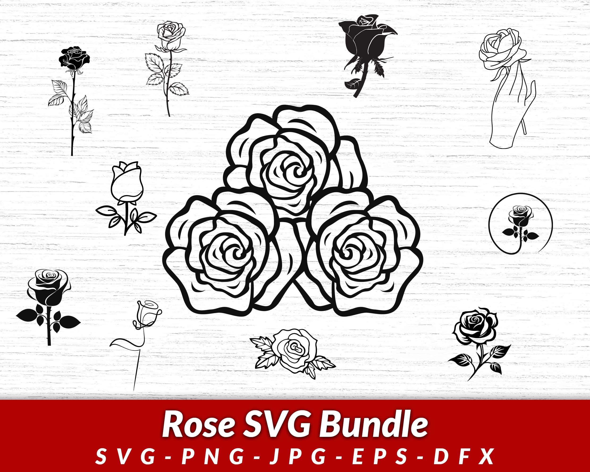 29 ROSE SVG FILE, Rose Svg Bundle, Roses Svg, Rose Clipart, Flower Svg ...