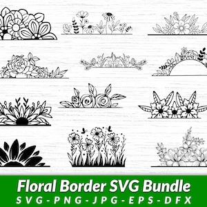 Floral Arrangement Svg, Png | Flower Svg Bundle | Floral Border Svg ...
