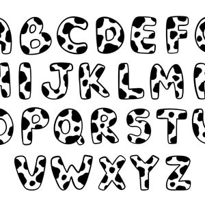 Cow Alphabet Split Monogram SVG - Baby Cow Letters Farm Animal Print ...
